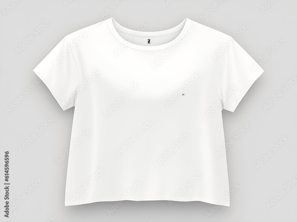 Blank oversized cropped white T Shirt template, front view, isolated in ...