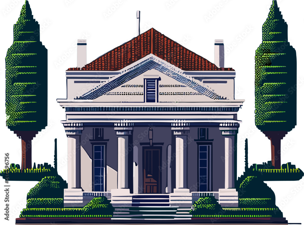 Greek Revival House: grand, classical. Inspired by ancient Greek architecture, featuring ...