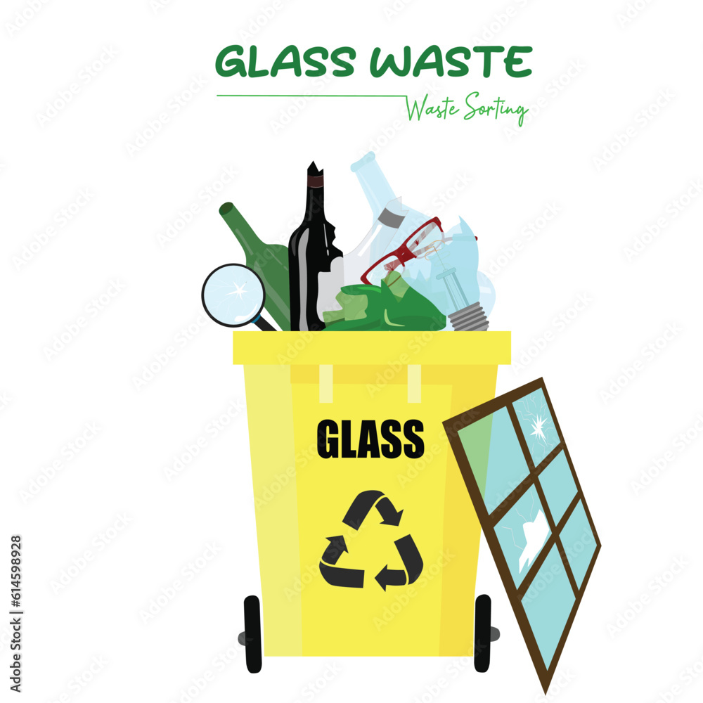 Glass waste vector set isolated on white background. Collection of ...