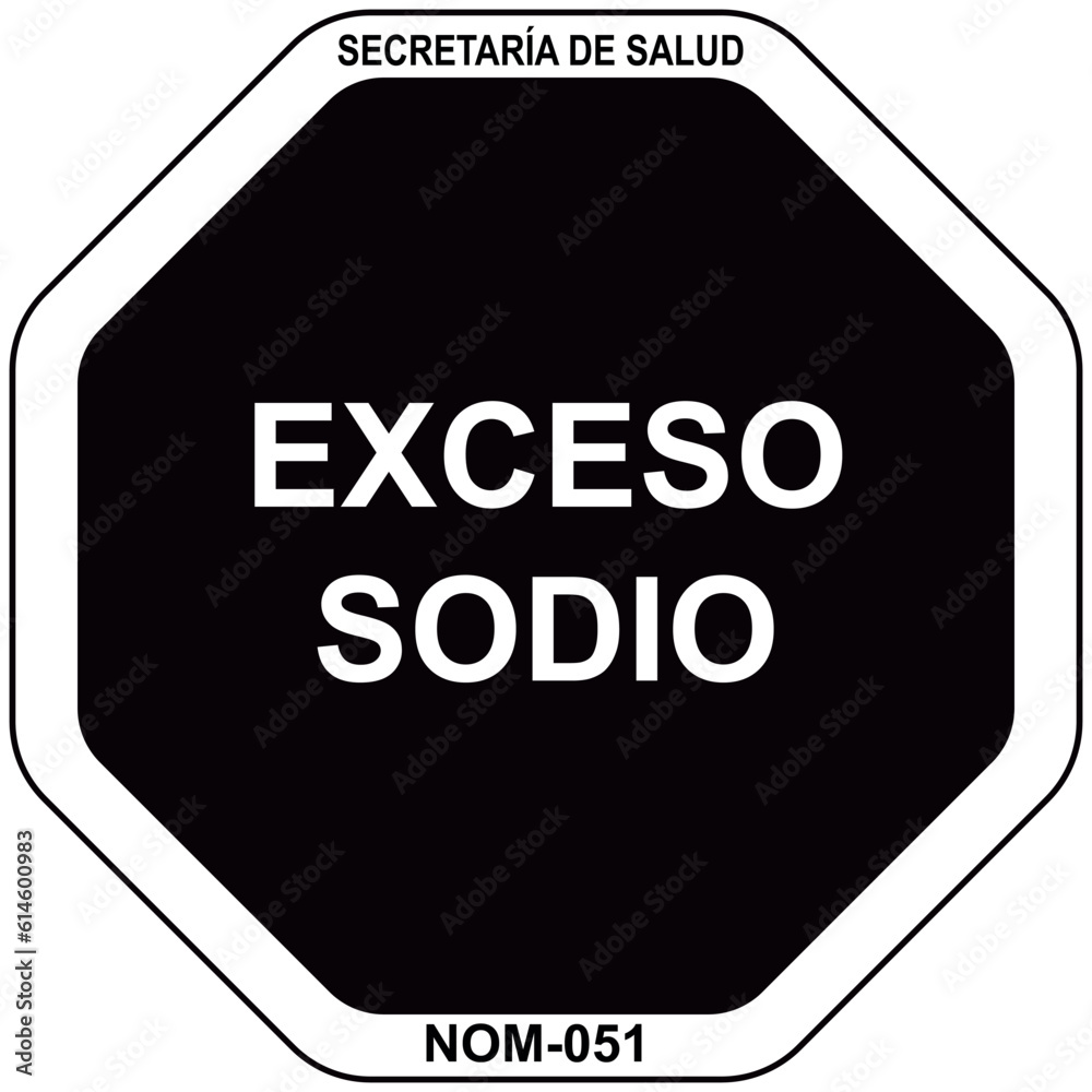 Sellos Frontales Exceso Sodio De Advertencia Octagonales En Los