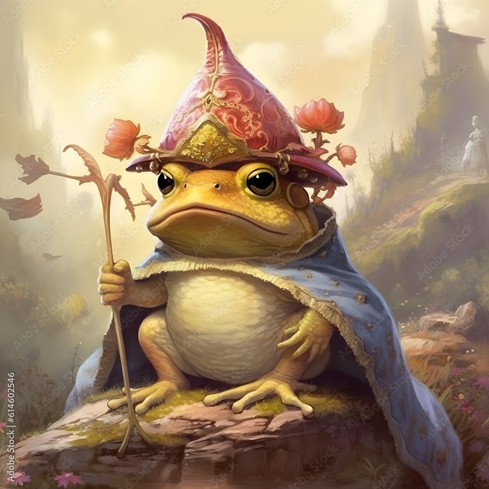 ภาพประกอบสต็อก Generative AI, Little Prince, Little Toad, Fairy tale ...