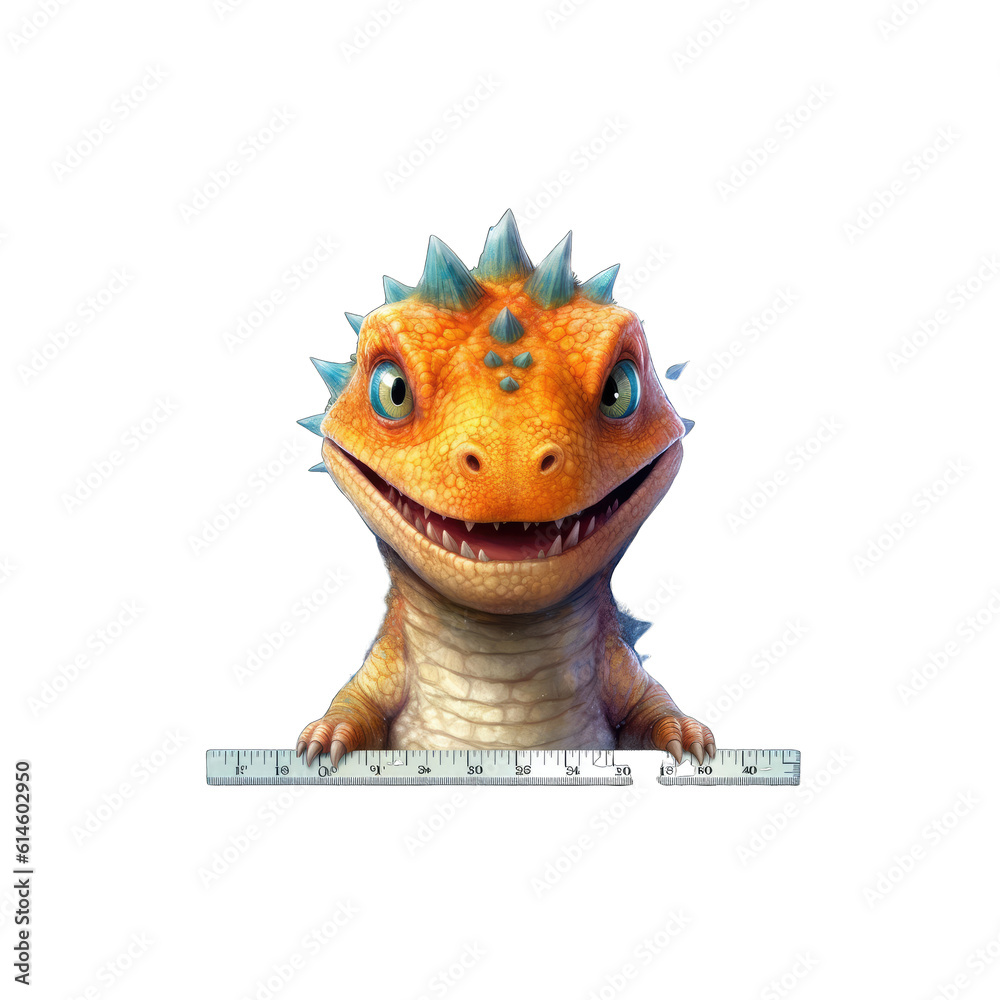 Ruler Rex is a ruler-shaped dinosaur with a friendly face. Stock ...