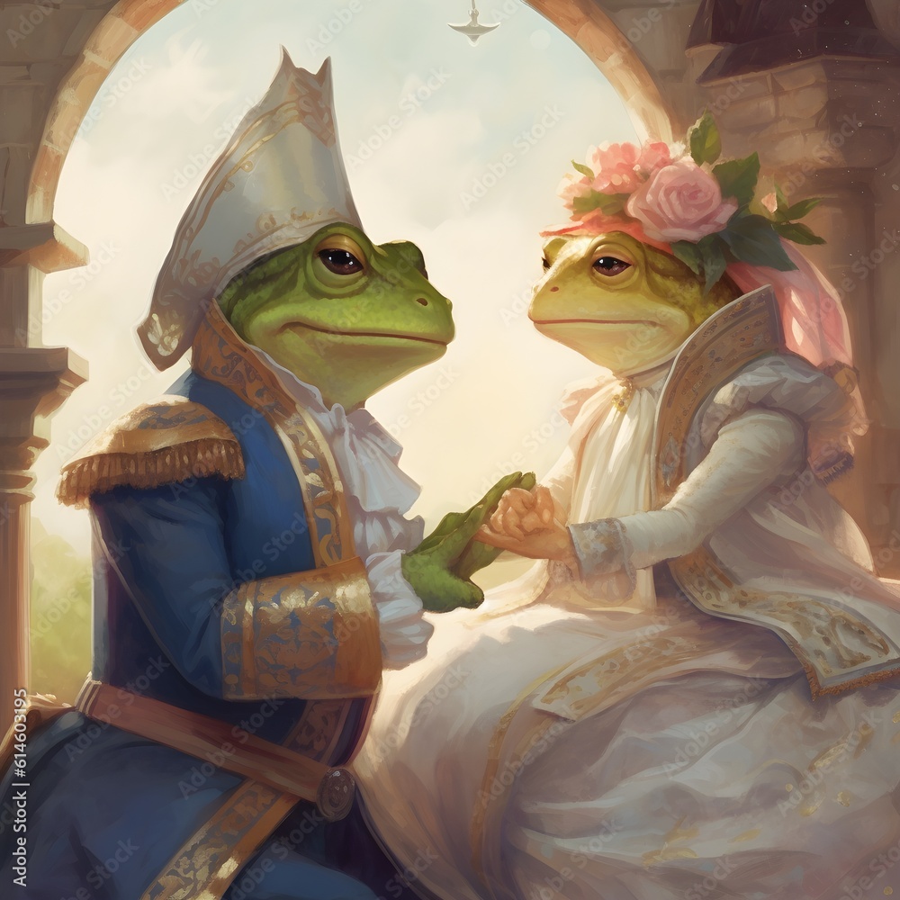 Generative AI, Prince and princess, Toad, couple , Fairy tale, Bedtime ...