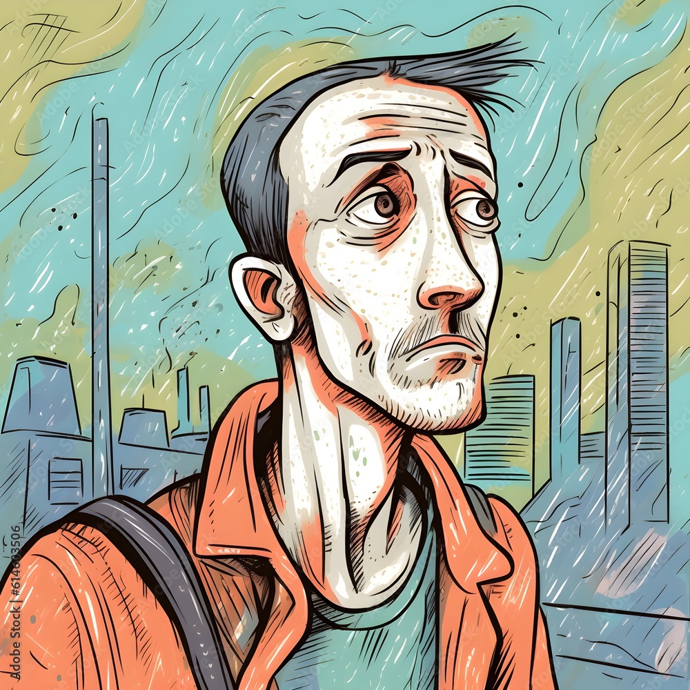 generative ai, illustrator, man, poor man, a man with brown hair, a man ...