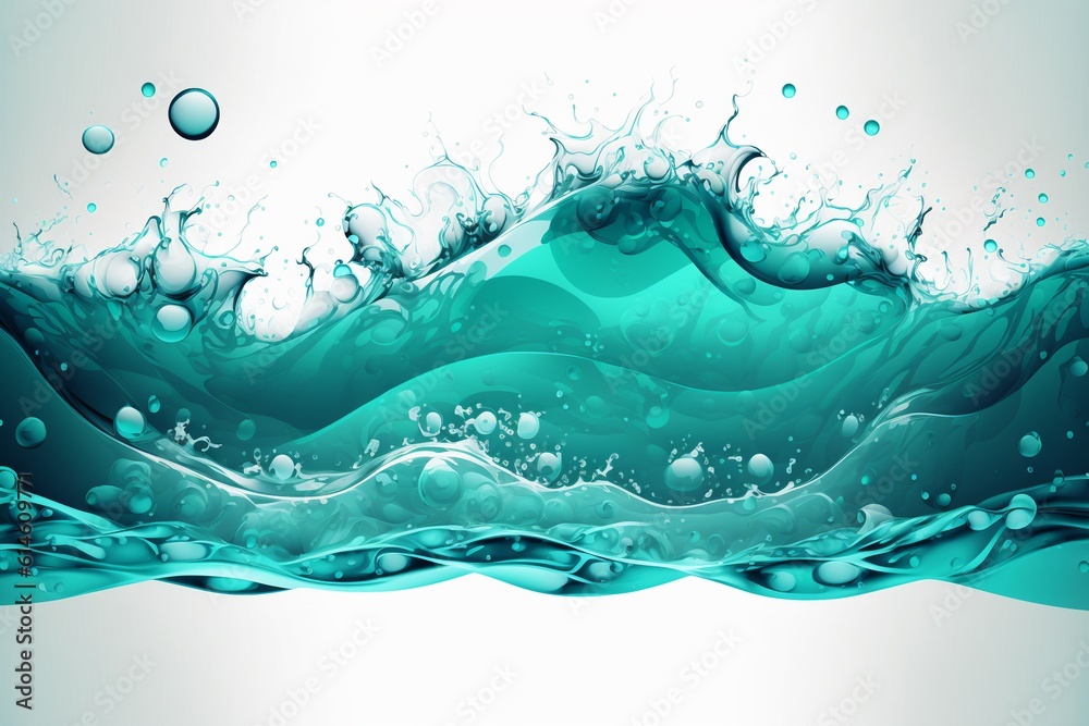 Generative AI.Underwater fizzing air, water or oxygen bubbles on blue ...