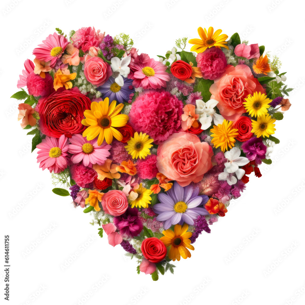 Flowers in Heart Shape Isolated on Transparent Background - Generative ...