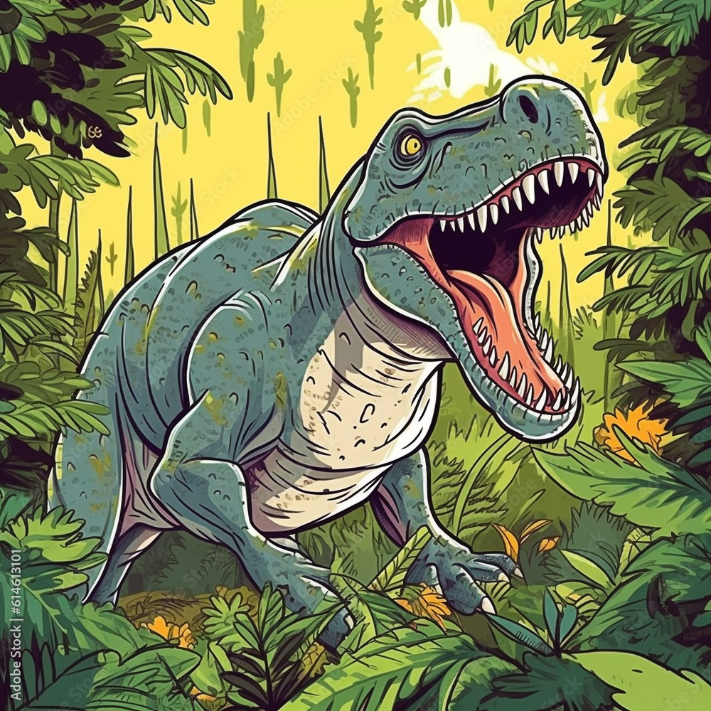 T-rex dinosaurs cartoon illustration Stock Illustration | Adobe Stock