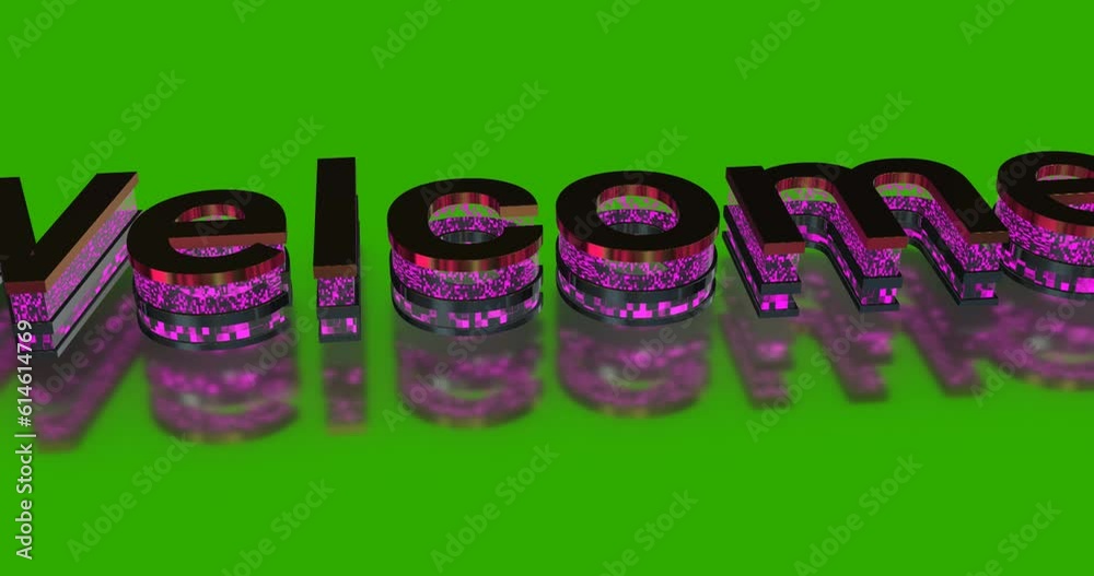 Animated of Welcome. 3d text animation on the green screen background ...