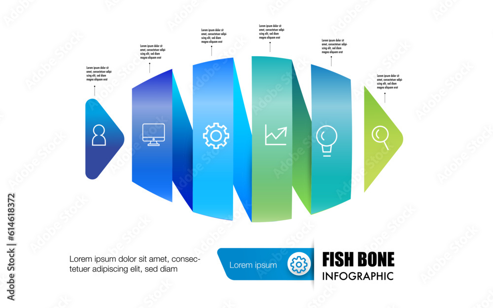 Infographic business fish bone chart to present data, progress ...
