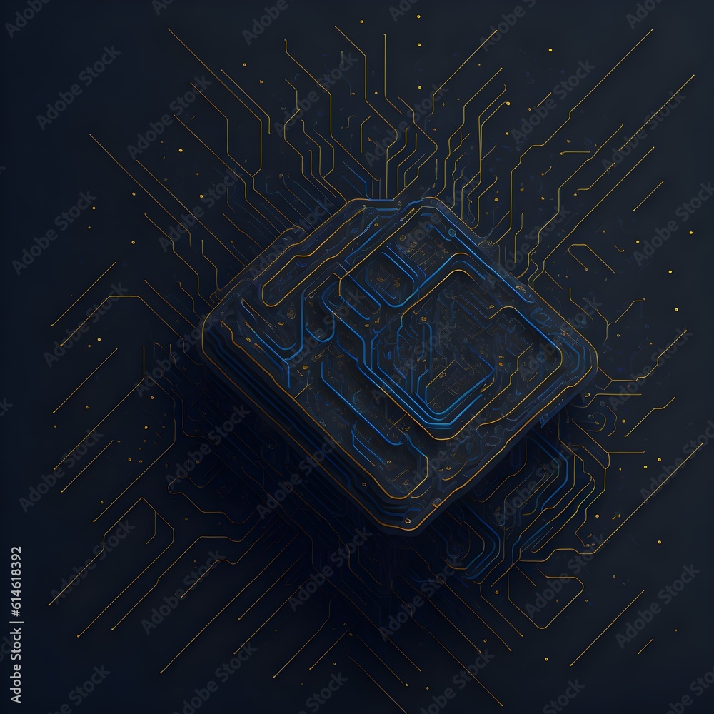 Futuristic modern GPU card with circuit and colorful lights. Quantum ...