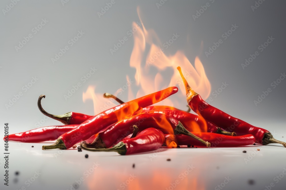 Red chilli with fire spicy effect. Fresh red chilli. Generative AI ...