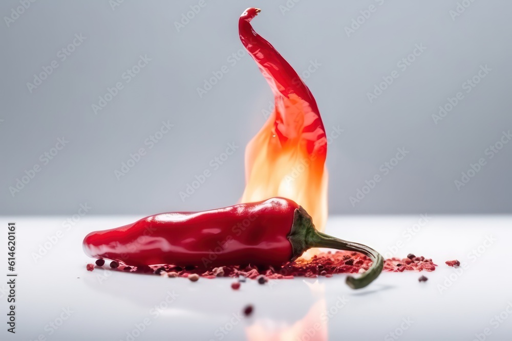 Red chilli with fire spicy effect. Fresh red chilli. Generative AI ...