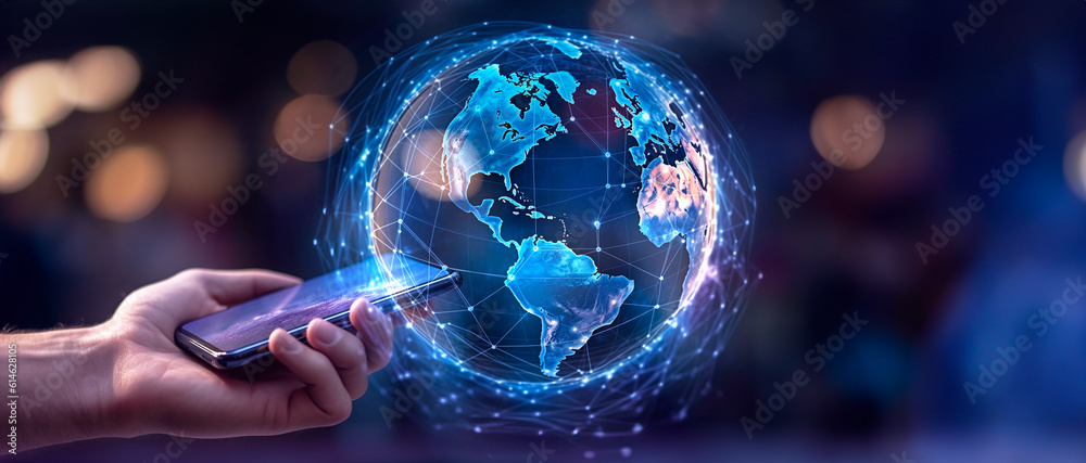 Hand holding phone, symbolizing engagement with technological advances ...