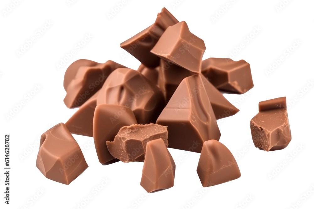 Cube chocolate pieces isolated on transparent background. Generative AI ...
