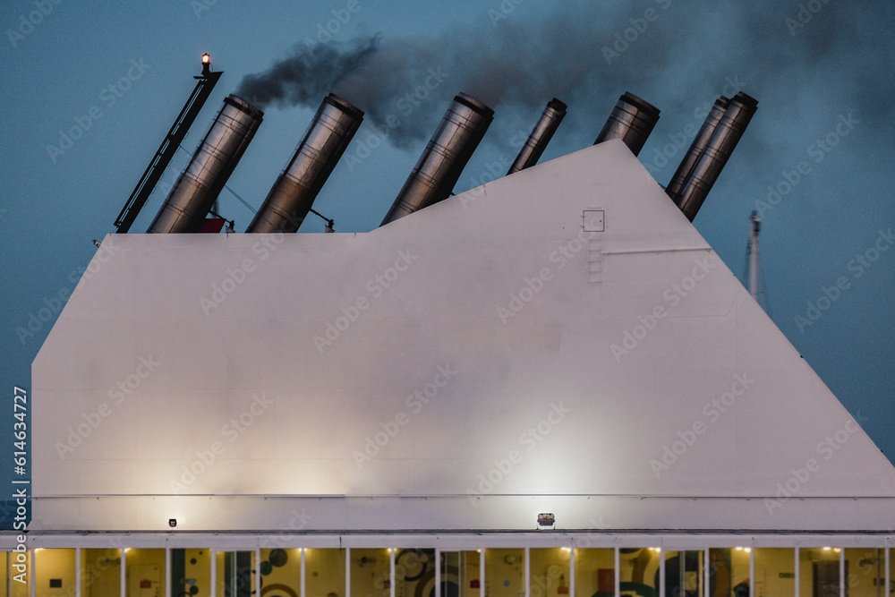 Passenger freighter roll on roll off ro-ro pax ferries in port of ...