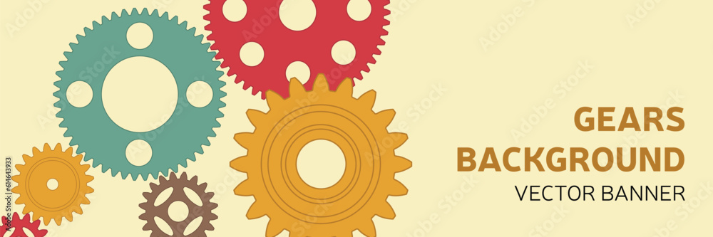 Abstract techno gear background with geometric colorful gear wheels ...