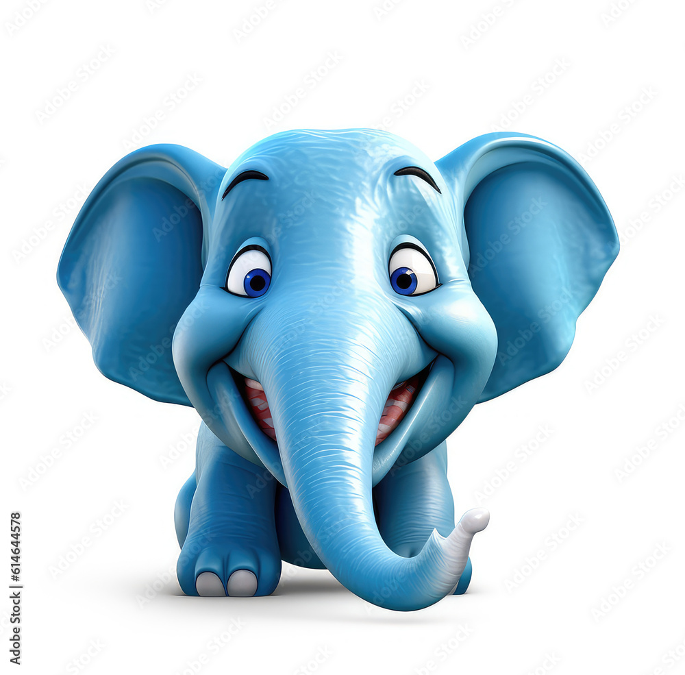 Cartoon elephant mascot smiley face on white background Stock ...