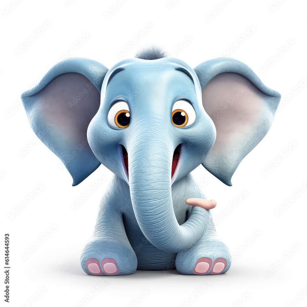 Cartoon elephant mascot smiley face on white background Stock ...