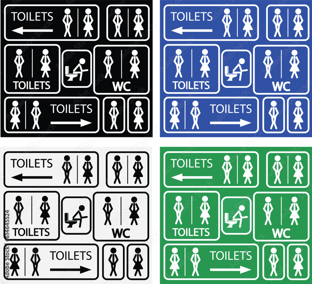 Funny toilet signs vector. Toilet signages in stickman style. Toilet ...