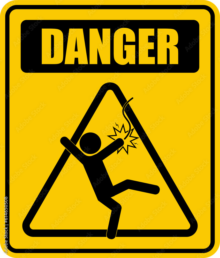 Rectangle Yellow Printable danger precaution sign high voltage electric ...