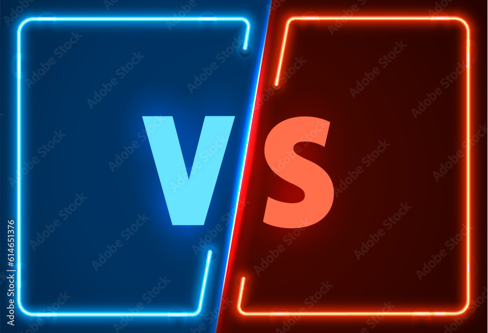 VS versus neon battle game frame of vector fight sport competition ...