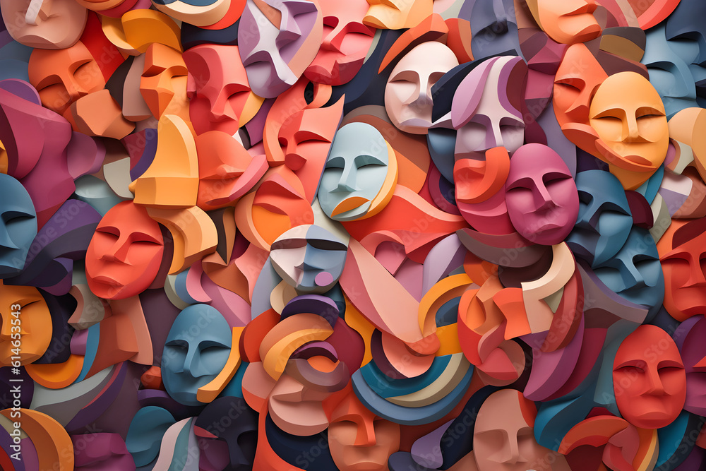 3D faces segmentation art background Stock Illustration | Adobe Stock