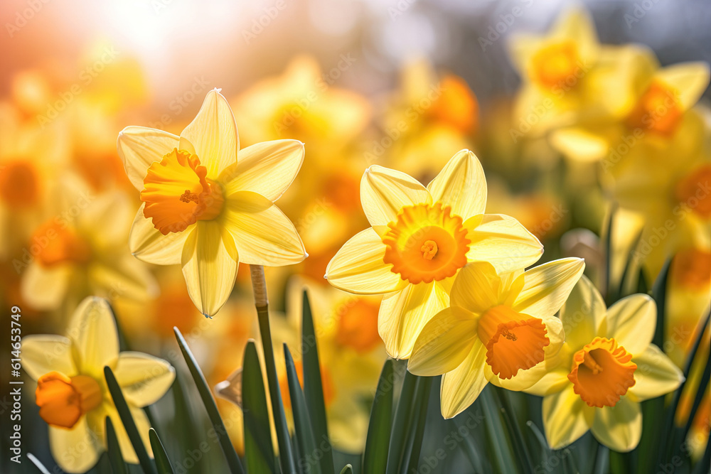 Spring's first daffodils blooming, a close-up celebration of life Stock ...