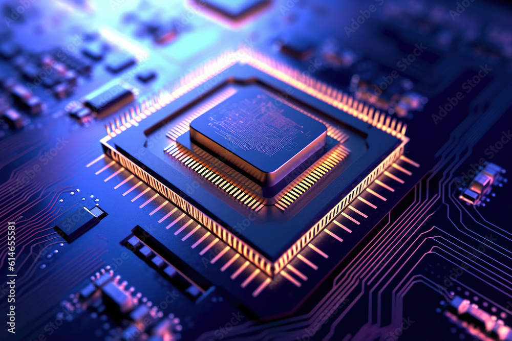 Central computer processor CPU, quantum computer, data processing ...