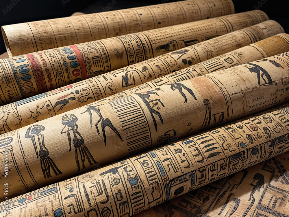 Ancient Egyptian-Inspired Papyrus Papers Stock Illustration | Adobe Stock