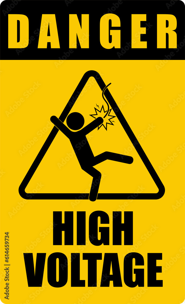 Rectangle Yellow Printable danger precaution sign high voltage electric ...