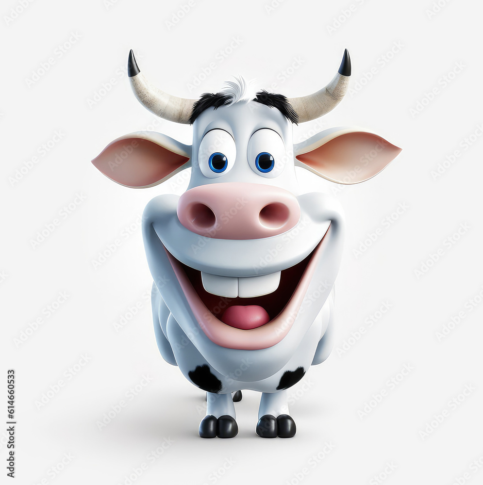 Cartoon cow mascot smiley face on white background Stock Illustration ...