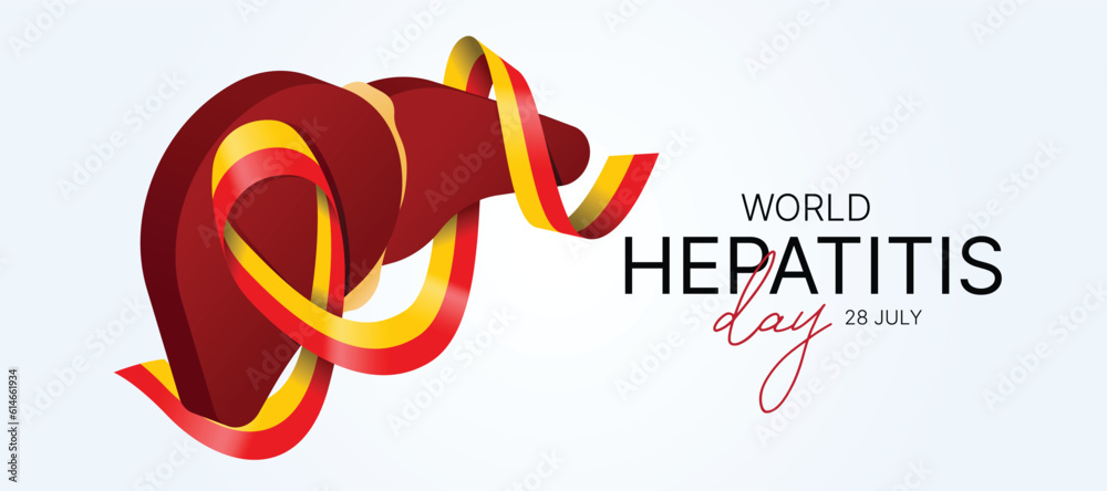 World Hepatitis Day - Red and yellow hepatitis Awareness ribbon roll ...