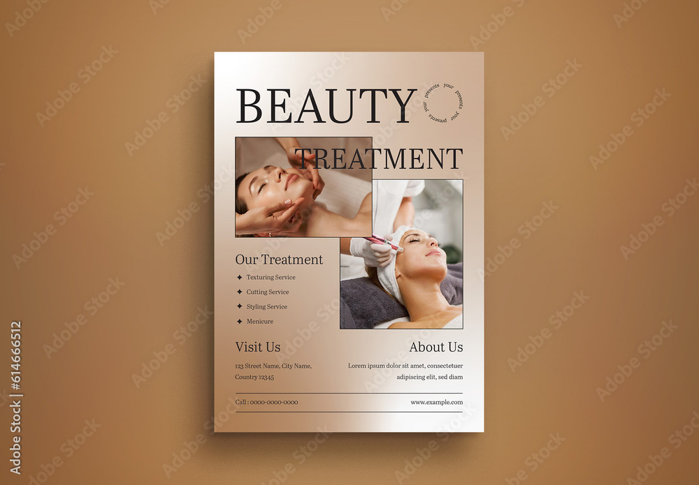 Brown Minimalist Beauty Treatment Layout Stock Template | Adobe Stock