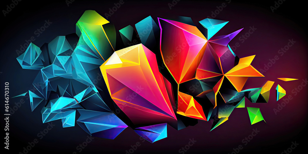 Abstract neon crystals as wallpaper background illustration (Generative ...