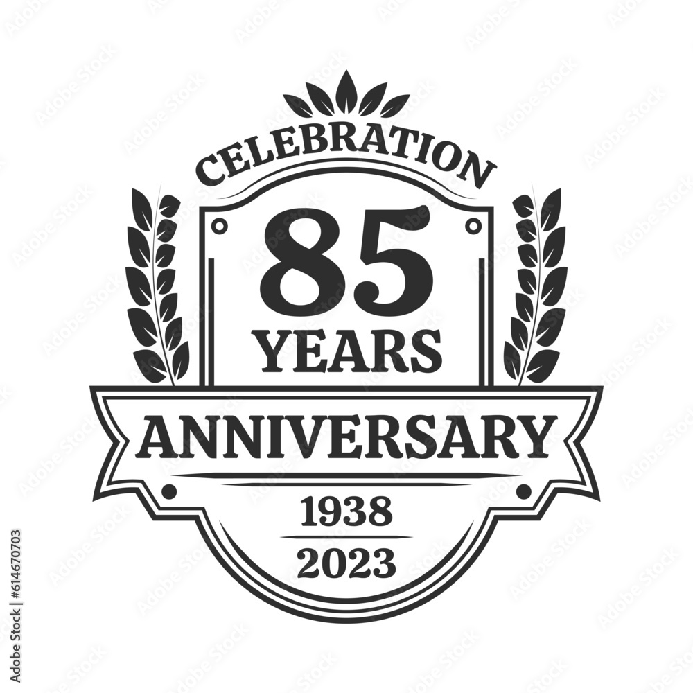 85 years anniversary icon or logo. Vintage birthday banner design. 85th ...