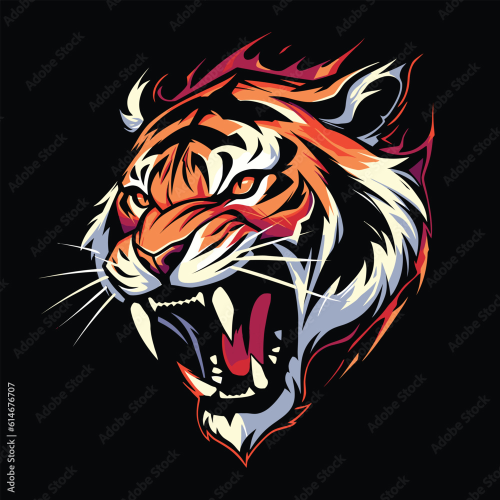 Tiger Mascot Logos Tiger Clipart Logo Cartoon Vector Tiger Image EPS