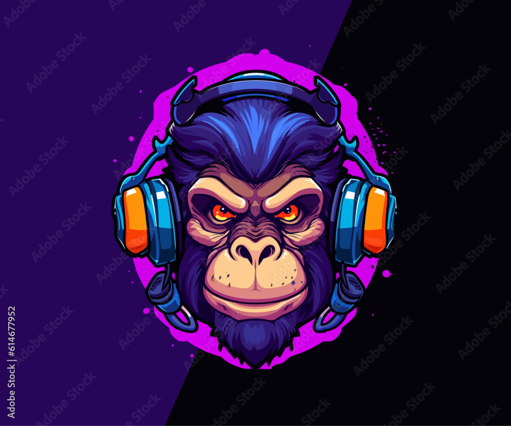 ape head esport logo Stock Vector | Adobe Stock