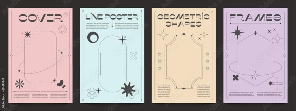 Trendy line poster. Abstract minimalist linear shapes for brochure ...