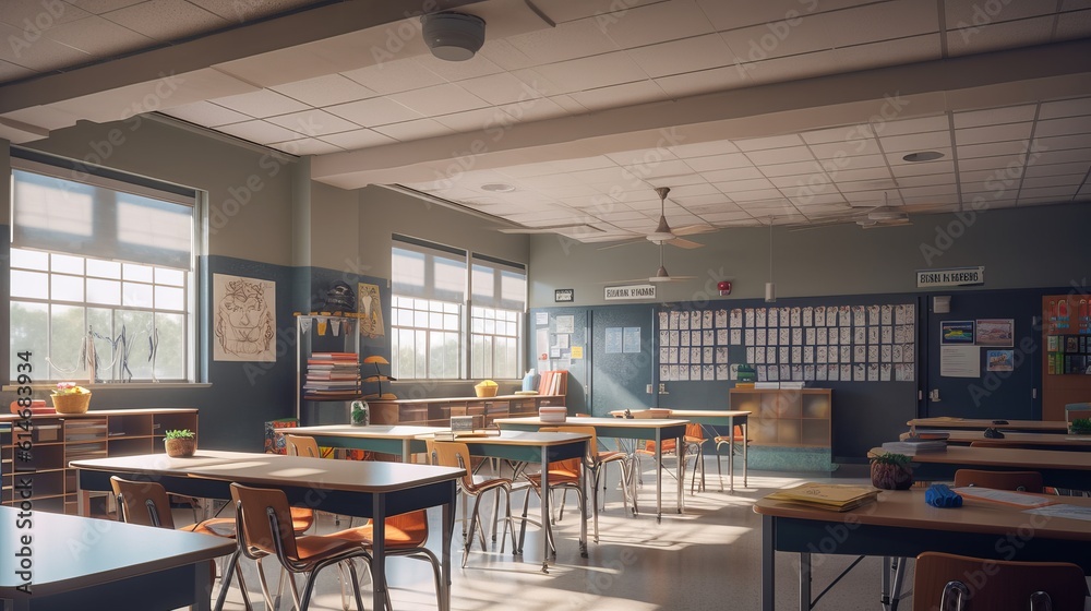 Captivating View of a Traditional School Classroom with Beautiful ...