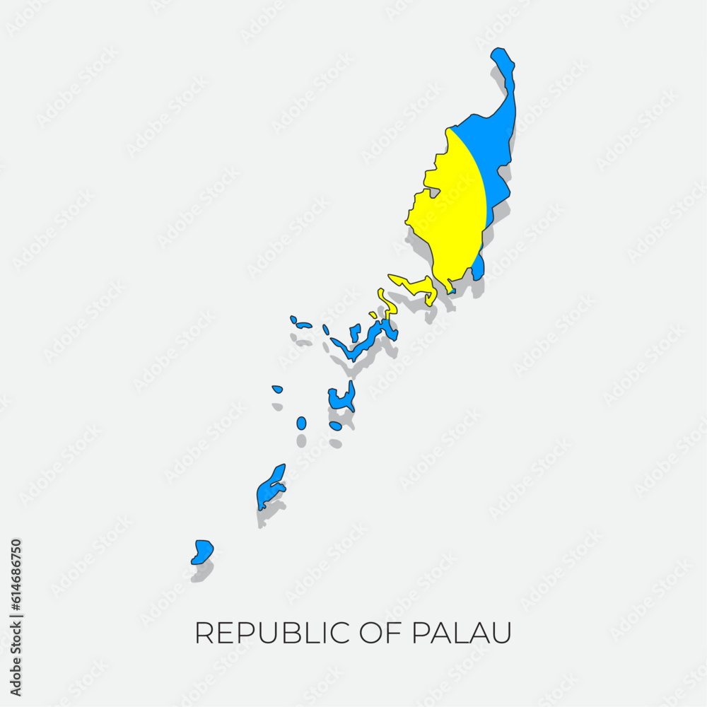 Vetor de Palau map and flag. Detailed silhouette vector illustration do Stock | Adobe Stock