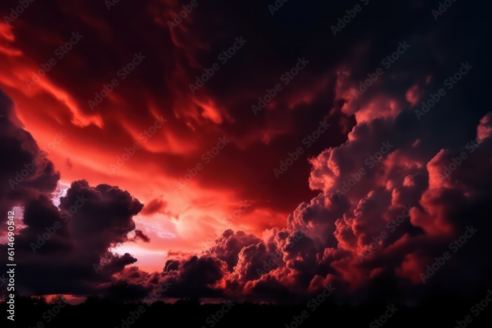 Black red white sky with clouds background for design. Fantasy sky ...