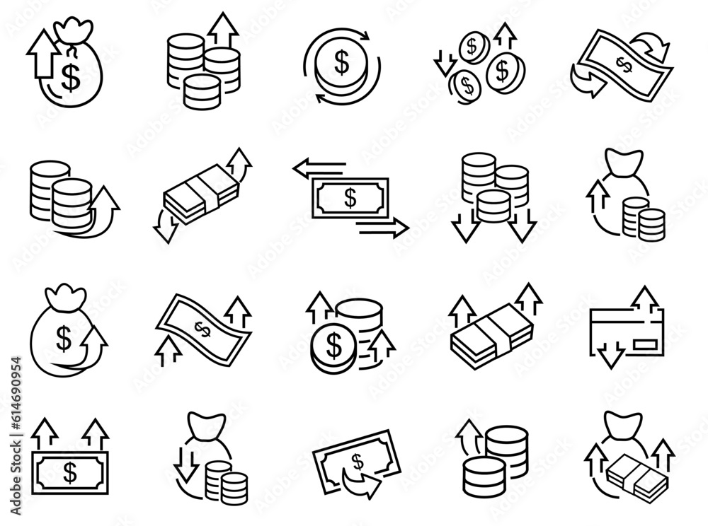 Money movement icons vector set. editable file Stock Vector | Adobe Stock