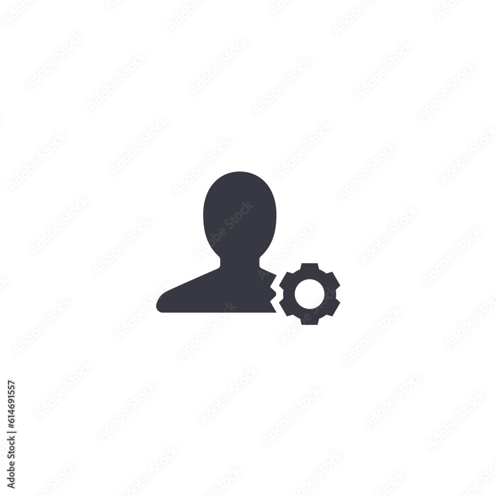 People gear partner vector icon. Person gear configuration equipment ...