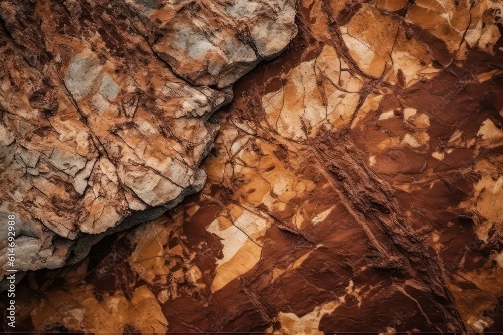 Red brown rock texture. Cracked Mountain Surface. Close-up view ...