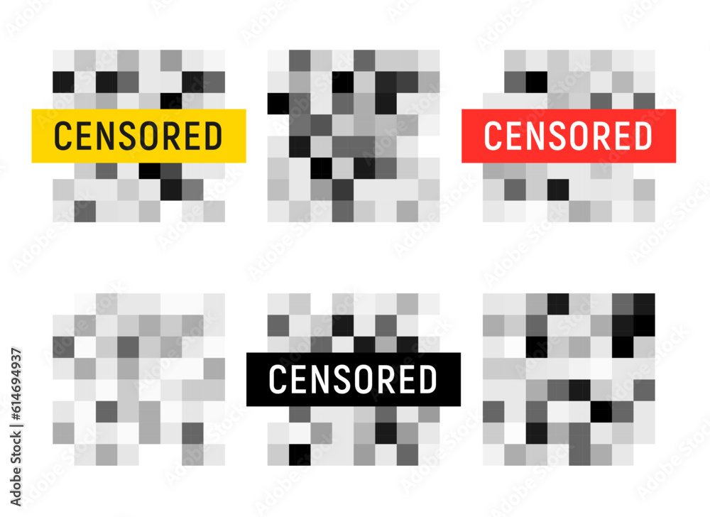 Censor pixel sign bar. Censorship square vector graphic blur effect ...