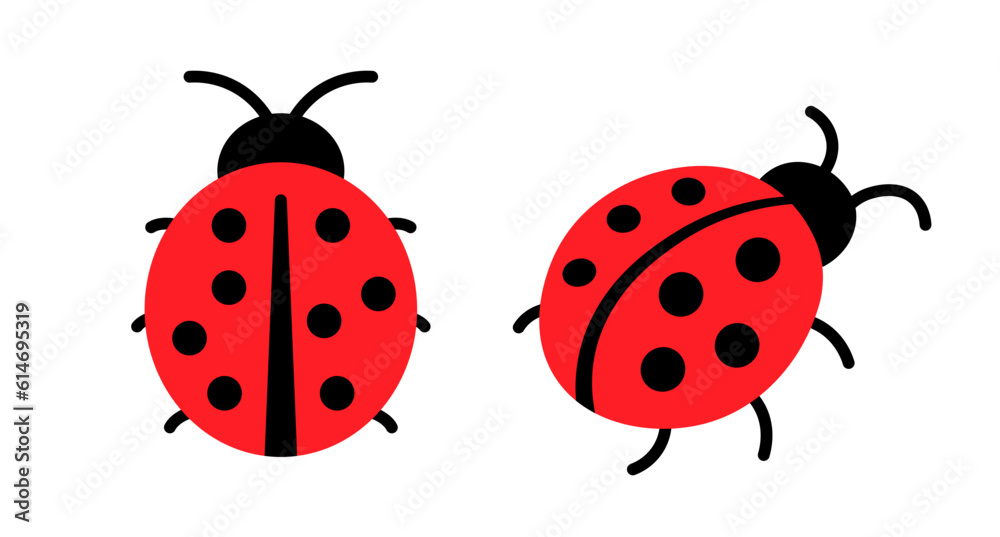 Lady bug cartoon flat icon. Ladybug simple small vector cute symbol ...