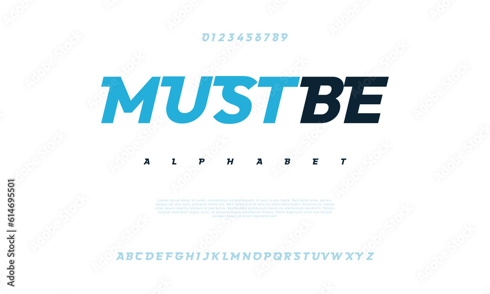 Mustbe abstract sport, music, digital technology logo font alphabet ...