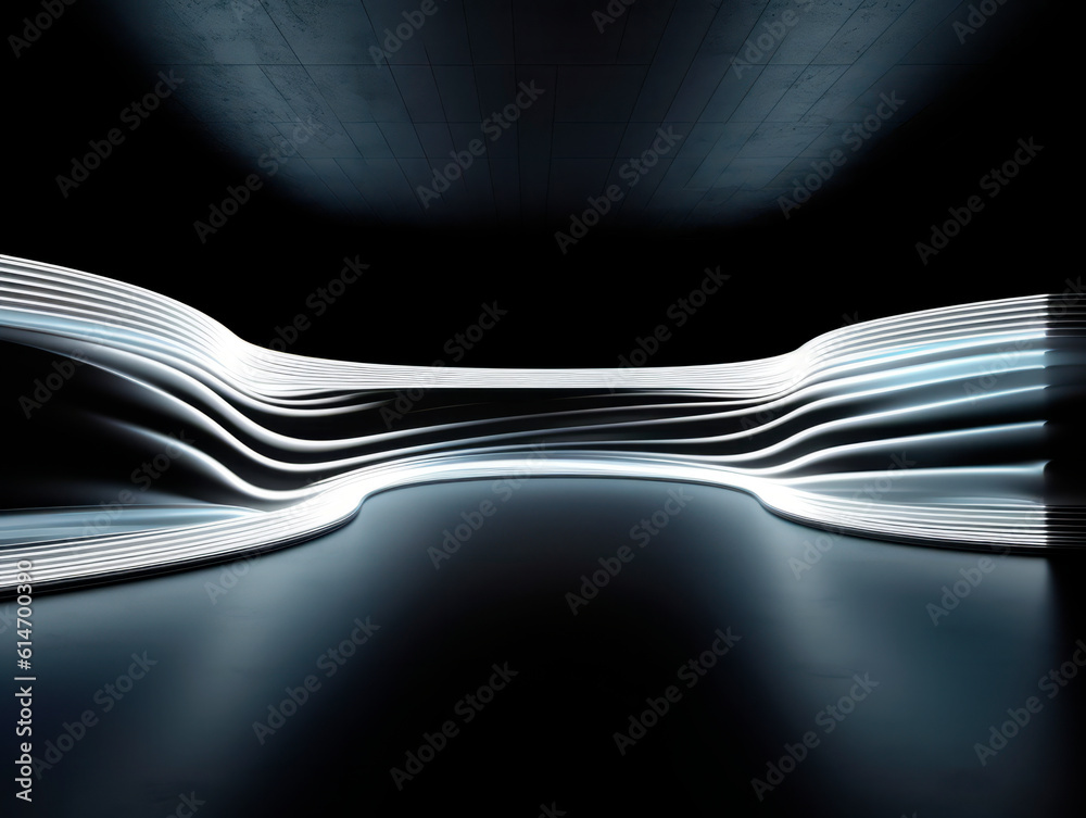 Blue neon concrete room texture. Wavy background. Interior wall ...