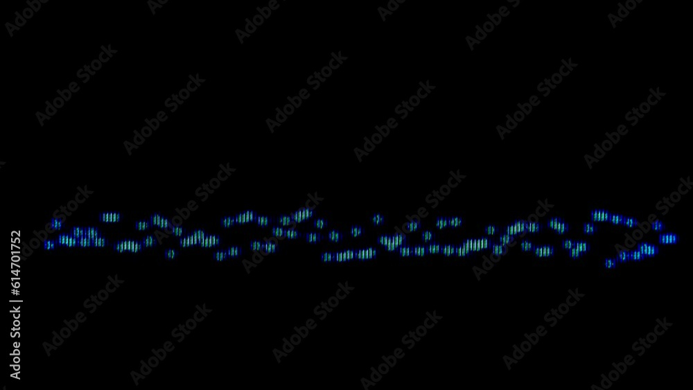 Dotted line dance, visual animation of flickering artifacts of blue line with VHS texture effect ...