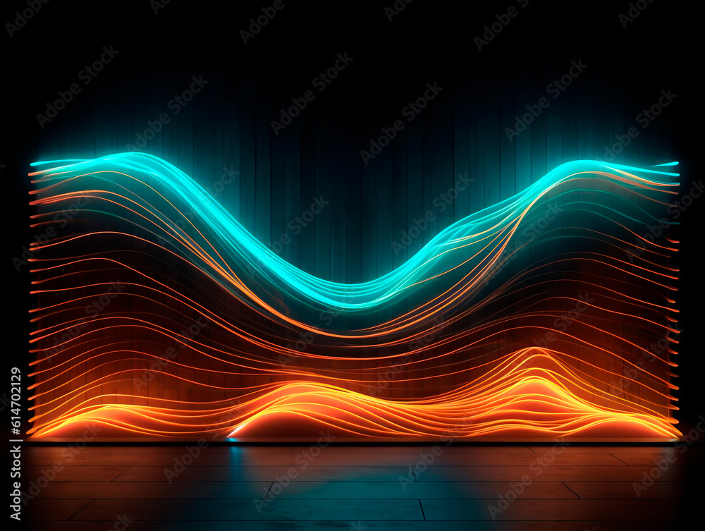 Colorful neon concrete room texture. Wavy background. Interior wall ...